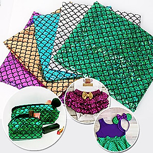 Mermaid Hologram Spandex Fabric Fish Scale Stretch Laser Knit Cloth 58" Wide Sold by The Yard (Blue)