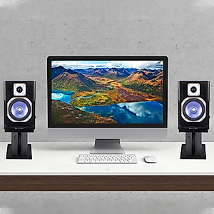 (2) Technical Pro 8” Studio Monitor Bookshelf Computer Multimedia Speaker Stands