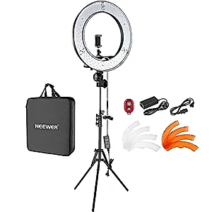 Neewer 18"/48cm LED Ring Light: 52W Dimmable LED Ringlight Makeup Selfie Light Ring with Stand/Soft Tube/Phone Holder/Filter for Camera Phone Photography YouTube TikTok Video Blogging Live Streaming