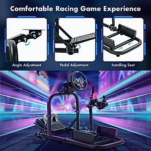 Marada Racing Simulator Cockpit Super Stable Support fit for Fanatec, PXN, Thrustmaster, Logitech G27, G29, G920, T500, CSL DD Adjustable Frame, Wheel Pedal Shifter Seat Not Include