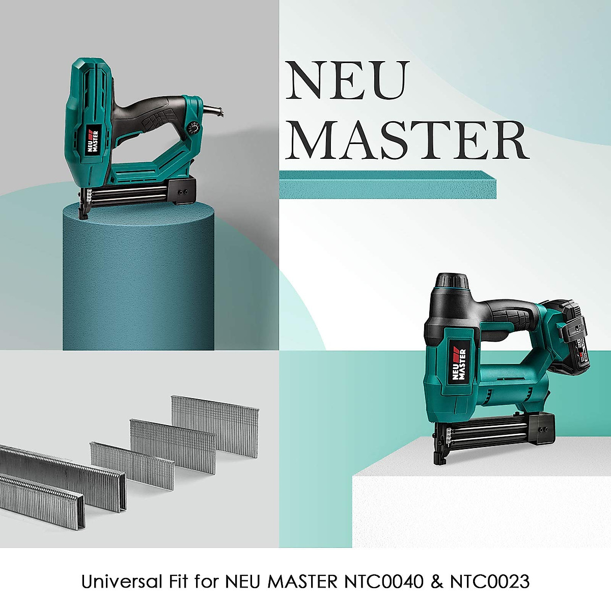 NEU MASTER Heavy Duty 1/4" Narrow Crown Staples and 18GA Brad Nails Combo Kit for NTC0040,NTC0023,NTC0110, 1600-Count