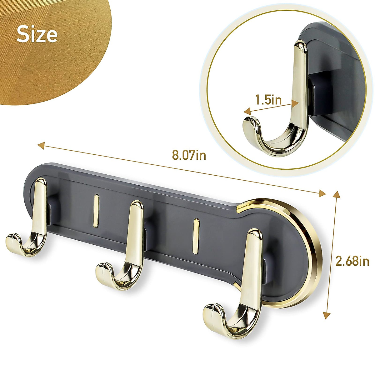 HDAJY Key Holder for Wall, Nail-Free Key Holder, Premium Plastic Wall Key Holder Be Used for Kitchen, Bathroom, Office, Hallway, Grey.