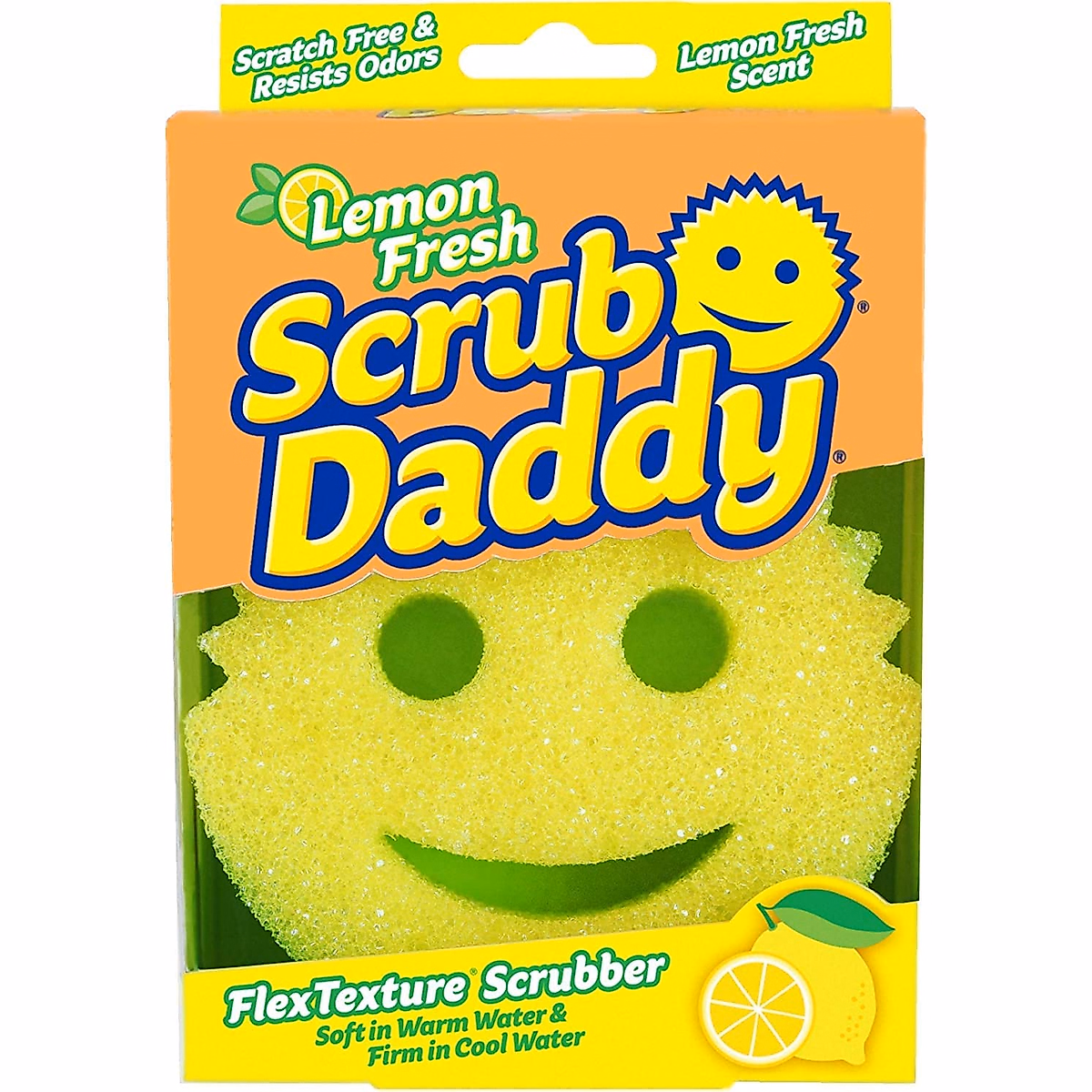 Scrub Daddy Sponge - Lemon Fresh Scent - Scratch-Free Multipurpose Dish Sponge - BPA Free & Made with Polymer Foam - Stain & Odor Resistant Kitchen Sponge (1 Count)
