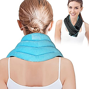 Microwave Heating pad for Neck Pain Relief, Lavender Microwavable Neck Wrap Moist Heat, Hand-Free Heated Neck Wrap for Cold & Warm Compress for Aches Sore Muscles, Tension, and Stress