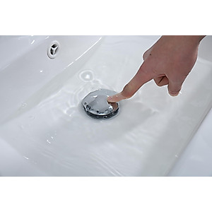 𝐓𝐈𝐎𝐑𝐈𝐘 Universal Bathroom Sink Stopper - 1.1~1.5" Sink Drain Stopper, Full-Size Bounce Bullet Type Pop Up Basin Drain Strainer, Chrome Anti-Clogging Sink Drain Filter with Hair Catcher (Silver)