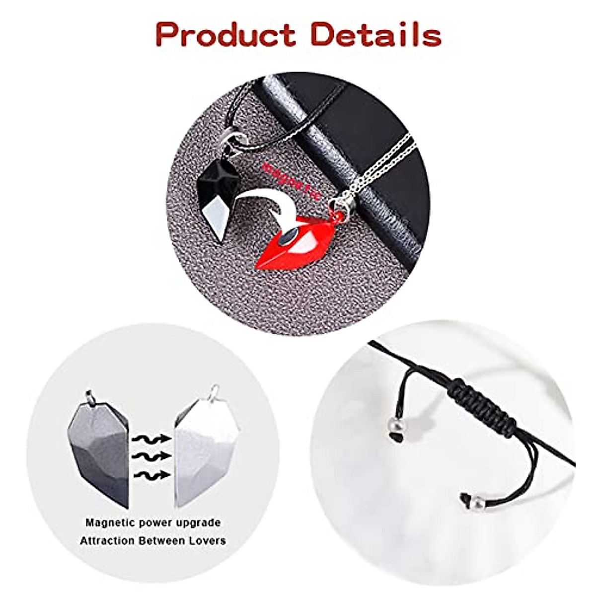 Long tiantian 4Pcs Couple Necklace Bracelet Set Matching Bracelets for Couples Matching Necklaces for Bf and Gf Couple Presentfor Her friend Necklace for Him Valentine's Day Present(Style I)