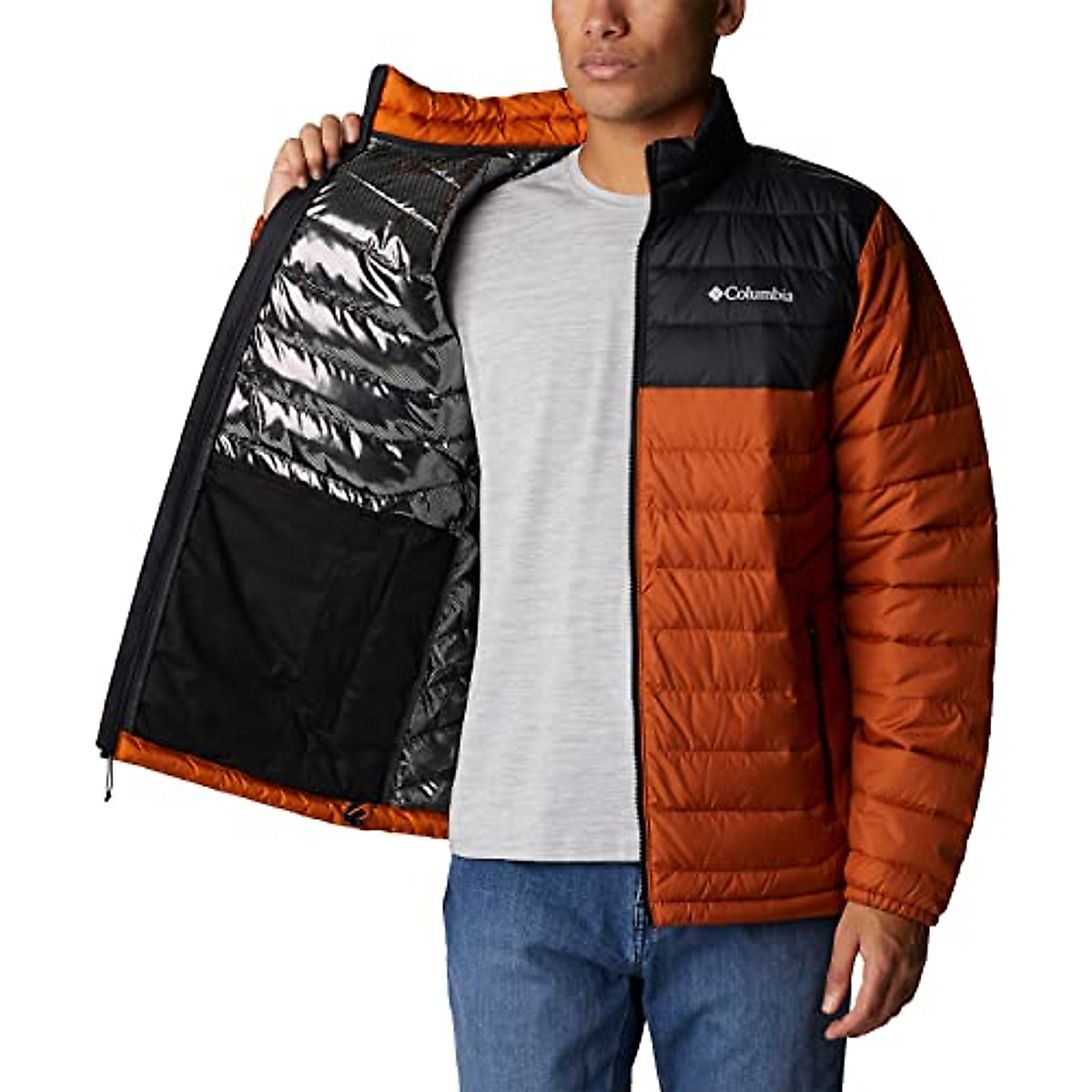 Columbia Men's Powder Lite Jacket, Warm Copper/Black, Medium
