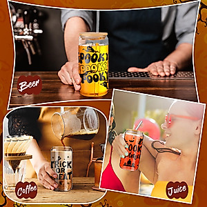 Umigy 12 Pcs Halloween Cups 16oz Halloween Mason Jar with Lid Straw Halloween Tumbler Ghost Iced Coffee Cups Beer Glassware Cookie Jar Gift Drinking Water Bottles Halloween Decoration (Retro Style)