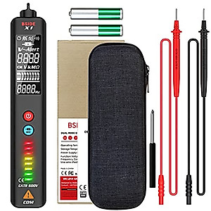 BSIDE Voltage Tester, EBTN LCD 3-Line Display Voltage Detector, Non-Contact with Adjustable Sensitivity, Dual Range AC Voltage Sensor Pen Live Wire Check Breakpoint Locate with Protect Case