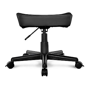 AKRacing Footstool with PU Leather, Height Adjustable with Wheels, Ottoman Foot Rest for Office and Gaming Chairs - PC; Mac; Linux, Black, (AK-Stool-BK)