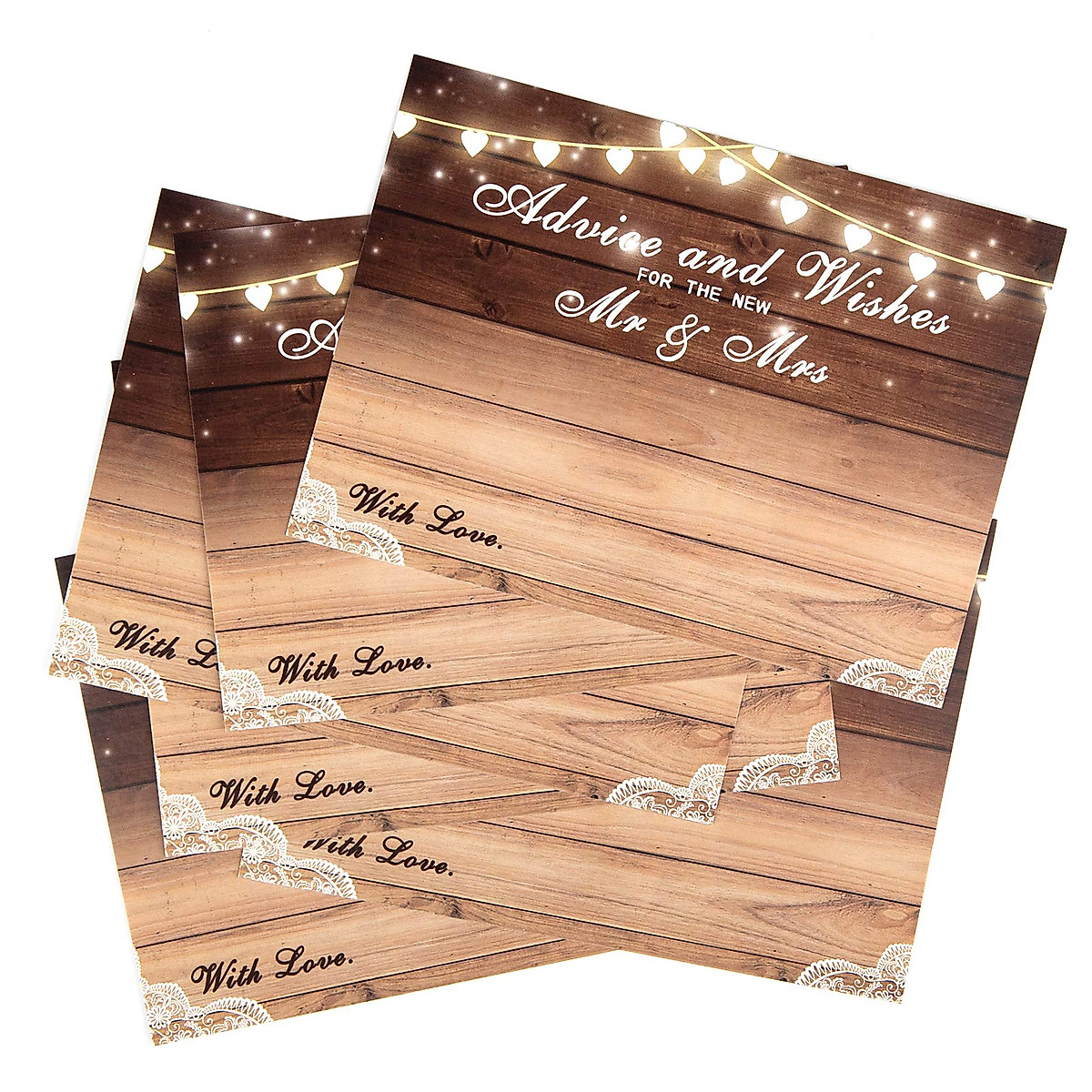 WUWEOT 100 Pack Wedding Advice Cards, Well Wishes Card for Bride and Groom, Rustic 6" x 4.3" Card Stock, Easy to Write on, Lasts Long