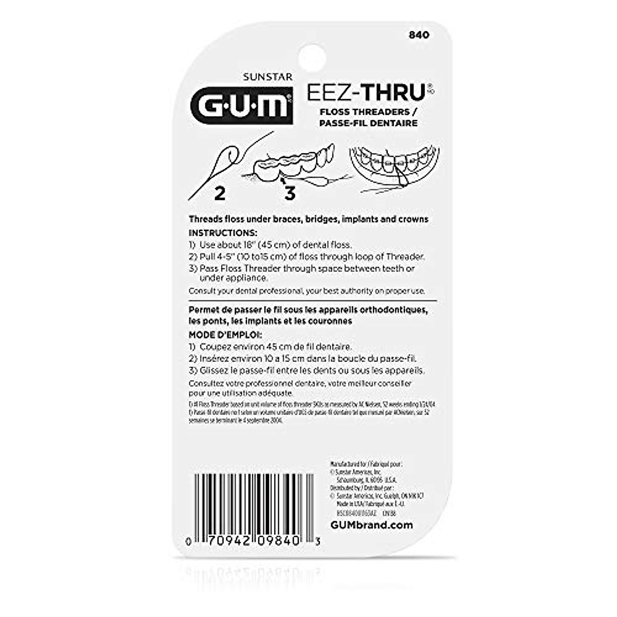 GUM - 840RI EEZ-Thru Floss Threaders, 25 Count, Blue