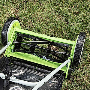 Greenworks 16-Inch Reel Lawn Mower with Grass Catcher 25052,Black/Green