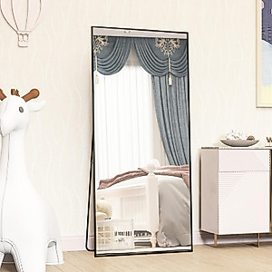 CASSILANDO Full-Length Mirror 65“ × 24 ", Floor Standing, Unique Vertical, Black Metal Frame Mirror, Over The Wall Hanging for Living Room Bedroom Entrance Bathroom