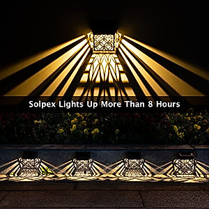 SOLPEX Solar Fence Lights, Solar Deck Lights 8 Pack, LED Waterproof Outdoor Wall Lights, Christmas Halloween Decoration forDeck, Patio, Stairs, Yard, Steps, Wall, Path & Driveway