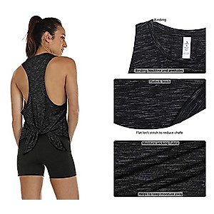 icyzone Workout Tank Top for Women - Tie Back Activewear Exercise Athletic Yoga Tops Running Gym Shirts(Pack of 2) (S, Black/Latte)