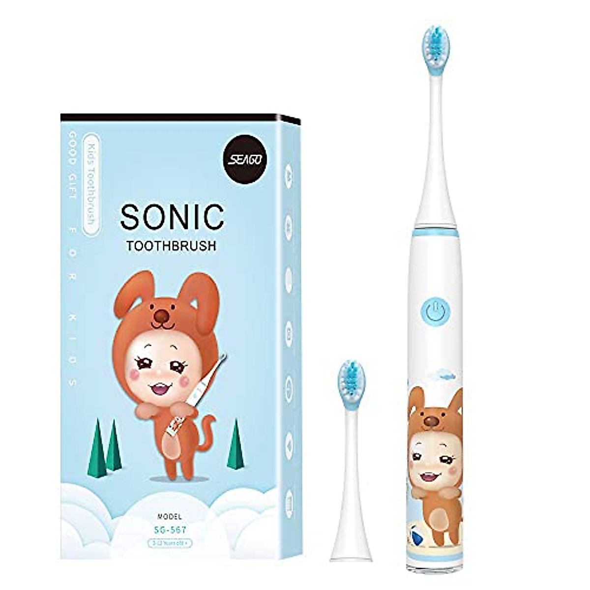 SEAGO Kids Electric Toothbrushes, Fast Charging Maglev Power Kids Toothbrushes Electric with Timer for 3-12 Boys and Girls, 2 Modes Electric Toothbrush Kids with 2 Replaceable Kids Toothbrush Heads