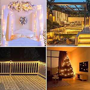 Bebrant LED Rope Lights Battery Operated String Lights-40Ft 120 LEDs 8 Modes Outdoor Waterproof Fairy Lights Dimmable/Timer with Remote for Camping Party Garden Holiday Decoration(Warm 1 Pack)