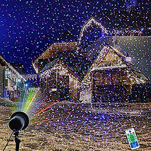 MHAZDZE Christmas Laser Lights Outdoor,Laser Christmas Projector Lights Outdoor with Moving Red and Green and Blue, for Outdoor,Christmas, Holiday