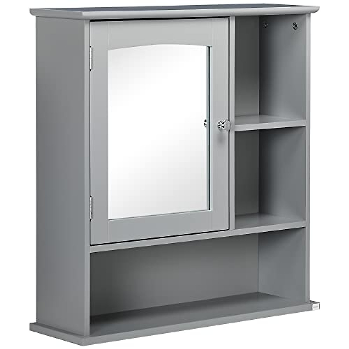 kleankin Bathroom Medicine Cabinet with Mirror, Wall-Mounted Bathroom Cabinet with Adjustable Shelf for Living Room and Laundry Room, Gray