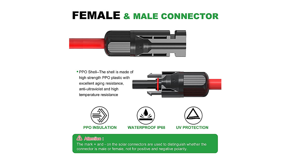 Oududianzi 30FT Solar Extension Cable - High-Quality Solar Panel Wire