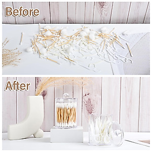 Emlim 3 PACK Clear Plastic Bathroom Vanity Canisters Jars,Holder Dispenser with Lid,Swabs Holder Jar Cotton Balls Pads For Bathroom Organization Office Dresser Organizer