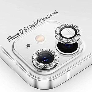 Tensea Compatible with iPhone 12 / iPhone 12 mini Camera Lens Protector, 9H Tempered Glass Camera Cover Screen Protector for iPhone12 mini 5.4 inch / iPhone12 6.1 inch 2020 (Diamond)