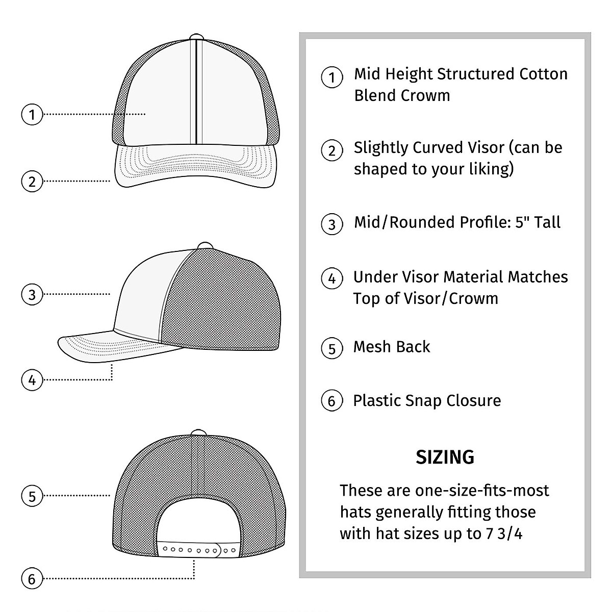 HDE Trucker Hat - Performance Outdoor Snapback Adventure Hats for Men Badlands Bison