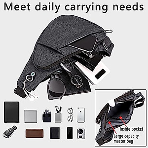 CAISANG Small Sling Bag Men Crossbody Bag Shoulder Backpack Hiking Daypack Women Anti-Thief Personal Pocket Casual Chest Bag for Travelling Hiking Outdoor Sport
