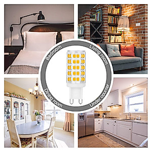 OHLGT G9 LED Bulbs Dimmable 6W (60W Halogen Bulb Equivalent), Warm White 3000K, 110V-130V, 600LM Bi Pin for Home Lighting, 6 Packs