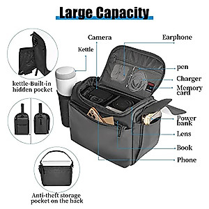 Cwatcun Camera Shoulder Bag, Waterproof Camera Crossbody Case, Compact Photography Backpack, Compatible with Canon/Nikon/Sony/Fuji DSLR/SLR/Mirrorless Camera, Lens and Accessories, White