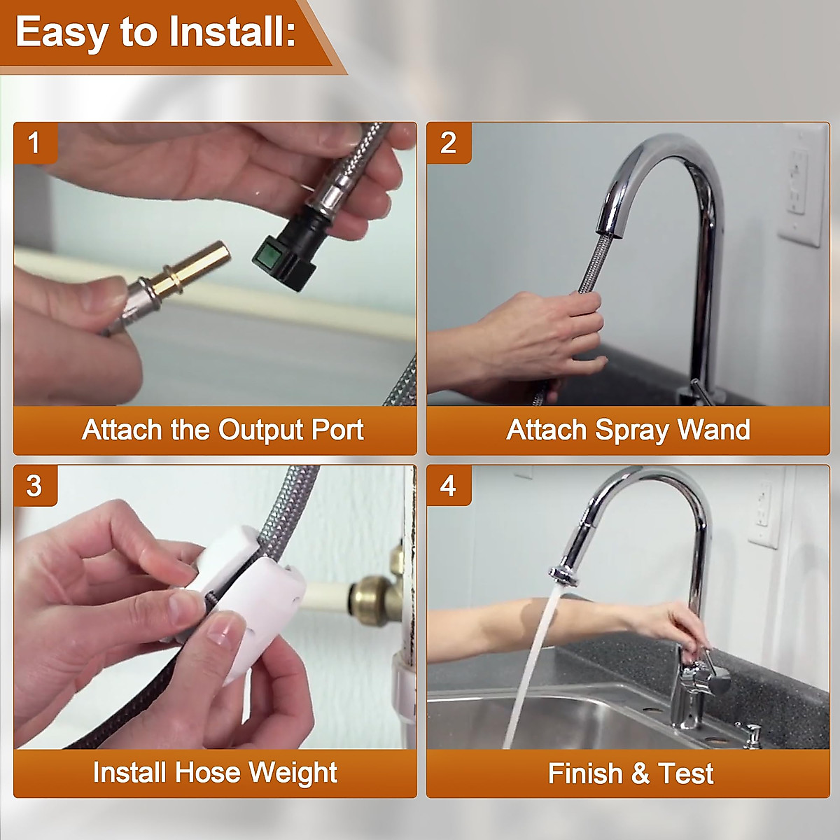 88624000 Kitchen Faucet Pull Out Hose Replacement for Hansgrohe Sink Spray Faucet, 59 Inch Pull Down Hose with Brass Connectors Replace 95507000 95506000