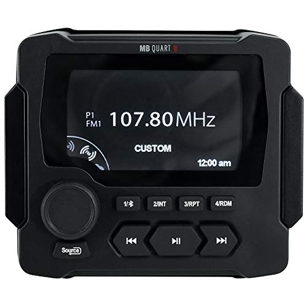 MB Quart GMR-LED Gauge Hole Marine Receiver Bluetooth AM/FM/Weather Band/USB Bundle with Pair Rockville RKL65MBW 6.5" 700w Marine Boat Speakers w/LED with Black/White Grilles