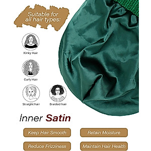 Muryobao Womens Winter Warm Knitted Hat Satin Silk Lined Cable Knit Beanie Chunky Slouchy Skull Cap Green