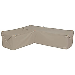 Classic Accessories Storigami Water-Resistant 104 Inch Easy Fold Patio Left-Facing Sectional Lounge Set Cover, Goat Tan, Patio Furniture Covers