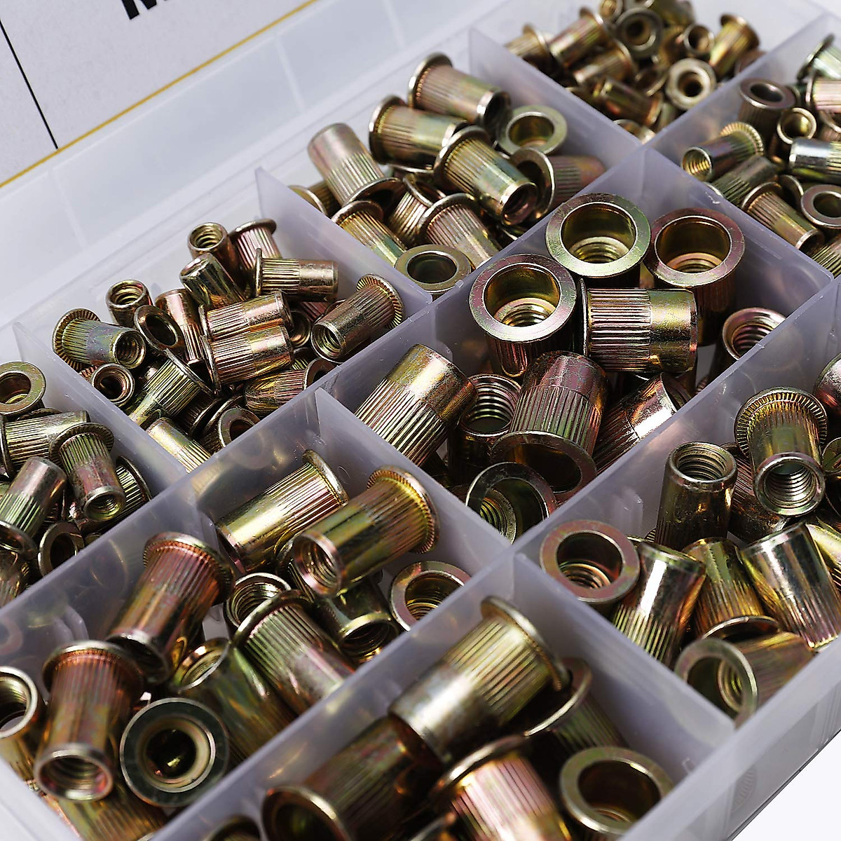 340PCs Rivet Nuts 8-32 10-24 1/4-20 5/16-18 3/8-16 Metric Rivet Nuts M4 M5 M6 M8 M10 Nutsert RIV Nuts Threaded Insert Nuts Kit Carbon Steel