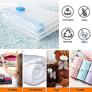 Vacuum Storage Bags Space Saving Bags for Comforters Clothes Pillow Bedding Blanket Storage, Double Zip Lock Seal & Leak Valve, Free Travel Hand Pump Included (4 Pack - 2 Jumbo + 1 Large + 1 Medium)