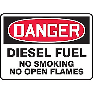 Accuform"Danger Diesel Fuel NO Smoking NO Open Flames" Adhesive Vinyl Safety Sign, 7" x 10", Red/Black on White, MCHL268VS