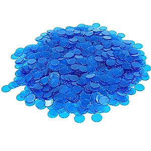 Regal Bingo Plastic Bingo Chips 1000 Pcs - Clear Transparent Counters Game Chips Set for Board Game - Fun Family Bingo Night - 3/4 Inch Blue Color
