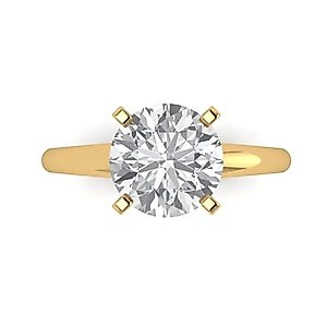 Clara Pucci 2.5 ct Round Cut Genuine Lab Grown Diamond VS1-VS2 18K Yellow Gold Solitaire Bridal Wedding Engagement Designer Ring size 6