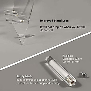 LUGUNU Reusable Acrylic Donut Wall Display Stand On Table, Crystal Clear Handmade Donut Holder for Baby Showers, Birthday, Holiday Gathering, Donut Party Decorations and More, 9 Pillars (Say Donuts)