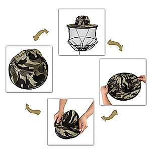 CozyCabin Mosquito Head Net Hat with Removable Mesh Hidden Netting for Men and Women, Design for Outdoor Fishing Gardening (Gray Camouflage)