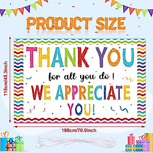 Partydream Thank You for All You Do Backdrop We Appreciate You Banner Decoration Thank You Banner Background Employee Staff Appreciation Gifts Teacher Doctor Graduation Appreciation Party Decor