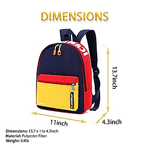 KEBI Little Kids Backpack for Boys Girls Toddler Backpack Fits 3 to 6 years Old 13.8 inch Minni School Bag Navy Yellow