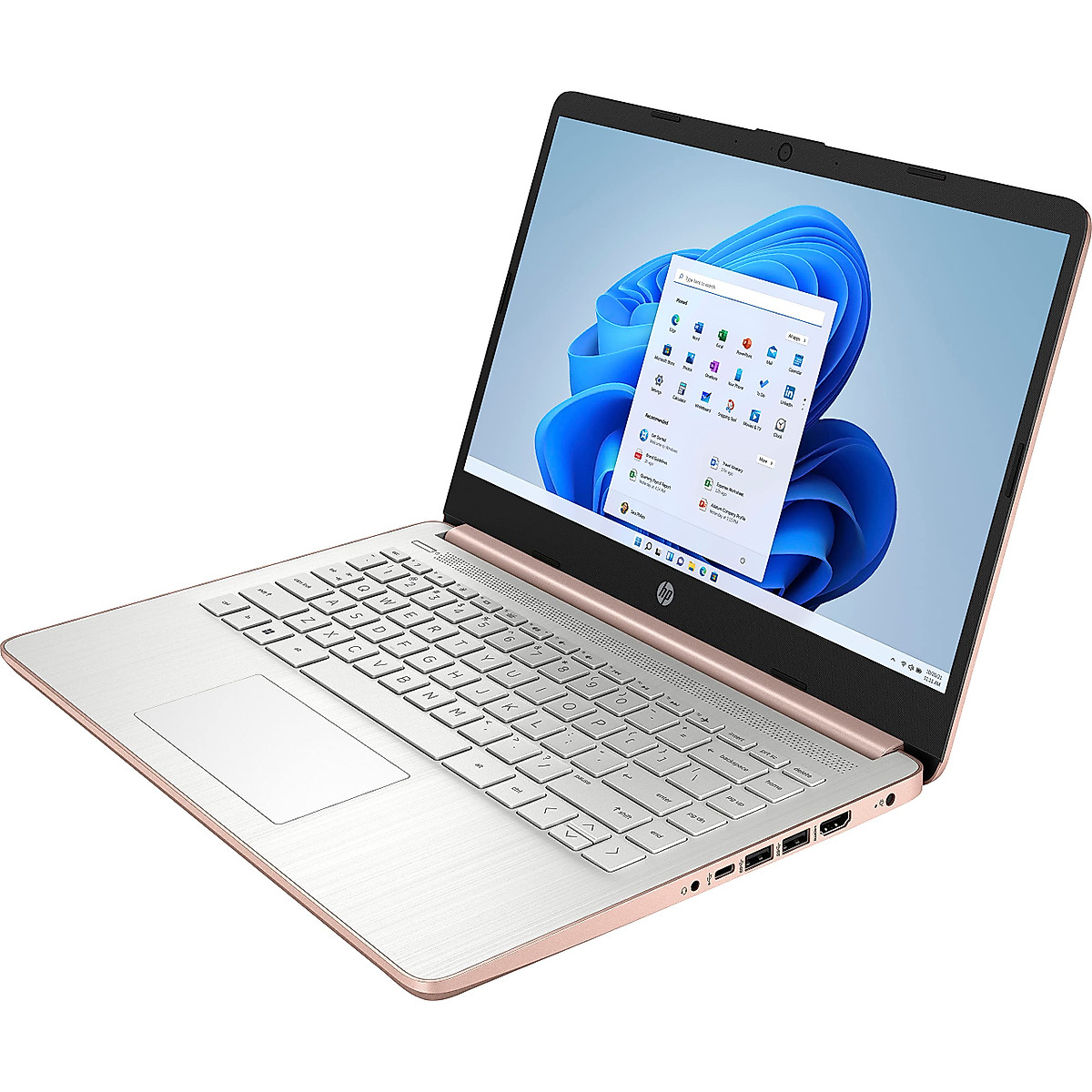 HP Stream 14inch HD Laptop, Intel Celeron N4120 Dual-Core Processor, 32GB DDR4 Memory, 128GB Storage(64GB eMMC+64GB Card), WiFi, Webcam, Bluetooth, Win 11, Rose Gold (Renewed)