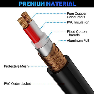 XLR Microphone Cable 100 Feet, 3 Pin Shielded Balanced Male to Female Mic Cord, Zinc Alloy Shells, OFC, Heavy-Duty Patch Cable for Amplifier, Speaker, Mixer with 5 Cable Ties