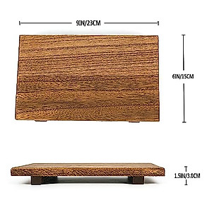 Wood Pedestal Stand & Risers - 9" Wooden Display Stand for Sink Caddy, Soap Tray, & Dish Soap Holder - Bathroom & Kitchen Counter Decor - Antique Walnut Farmhouse Style Tray (9 * 6)