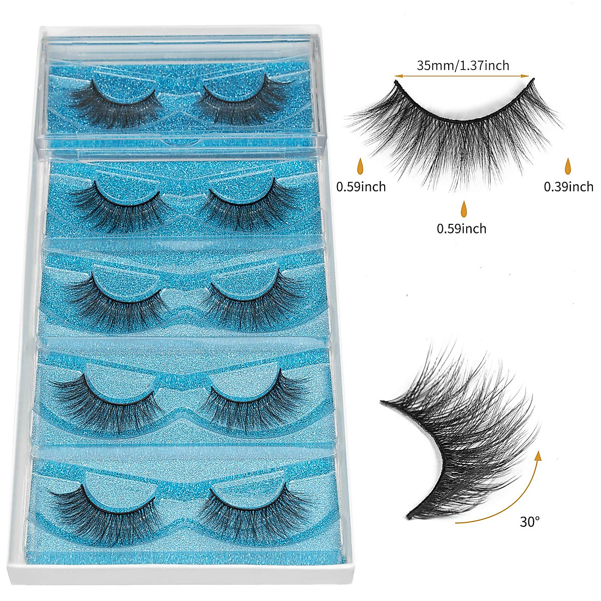DYSILK Eyelashes Mink Lashes - Wispy Eyelashes 5 Pairs 6D Lashes Kit False Lashes Natural Look Eye Lashes Cat Eye Fake Eyelashes Volume Lashes Strip | 15.2mm