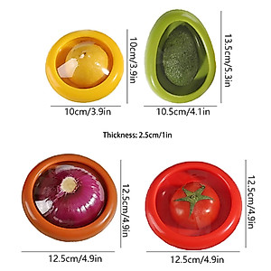 Silicone Fruit Storage Containers, Avocado Tomato Onion Lemon Potato Storage Keeper for Fruit And Vegetable Reusable Silicone Food Saver Fruit Huggers Set Containers For Fridge Keep Fresh