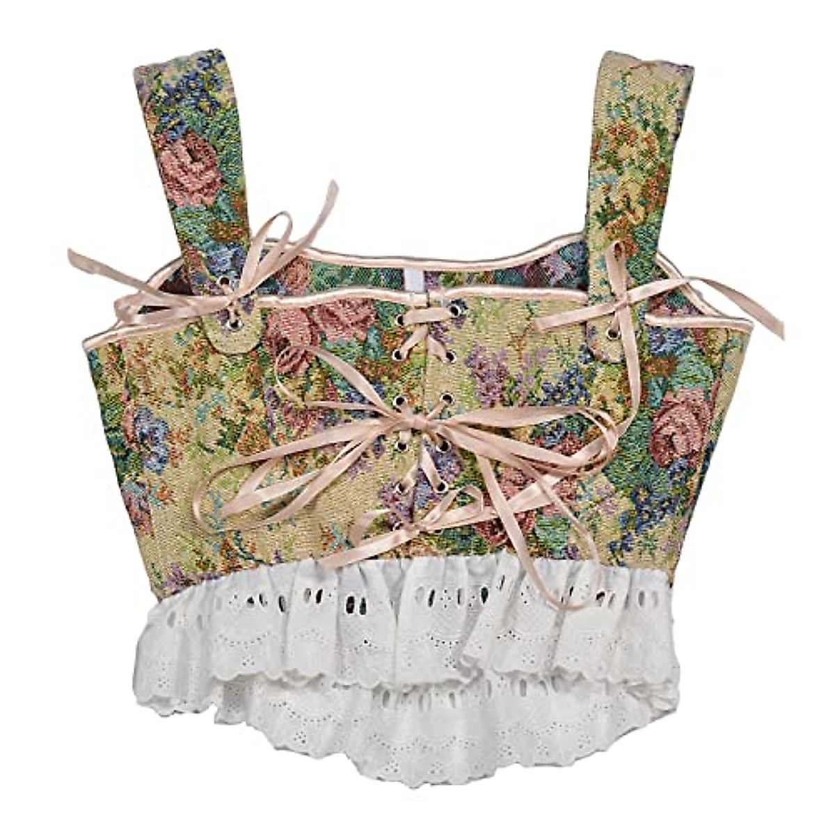 JDHUFEI Halloween Costume for Women Fashion Vintage Gothic Corsets Boho Printed Sexy Renaissance Corsets Steampunk Tunic Tops